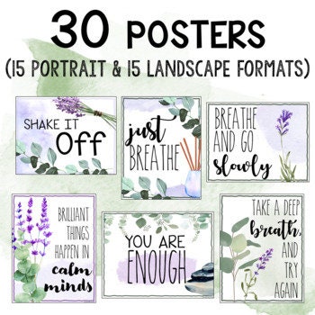 Eucalyptus Classroom Decor - Calming Posters Rolling Cart Labels ...
