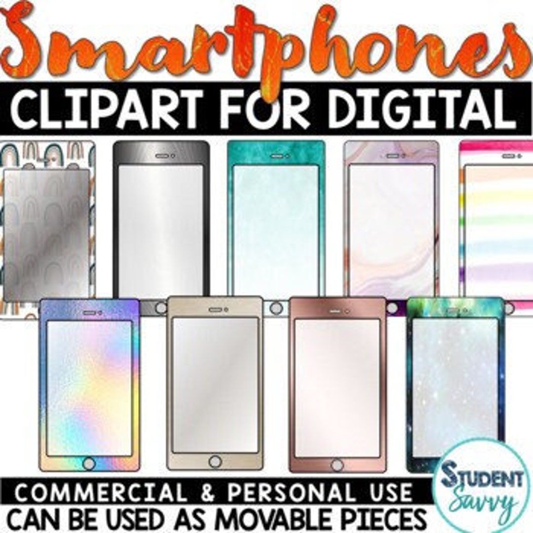 Smartphone Clipart Movable Pieces | iPhone Clipart Distance Learning - Etsy
