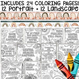 Mental Health Awareness Bulletin Board Boho Rainbow Posters Coloring ...