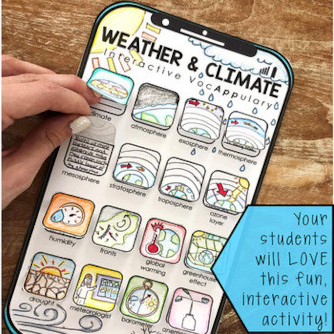 Weather and Climate Interactive Vocappulary Vocabulary App - Etsy