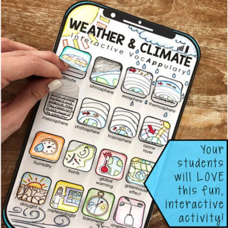 Weather and Climate Interactive Vocappulary - Vocabulary App Activity ...