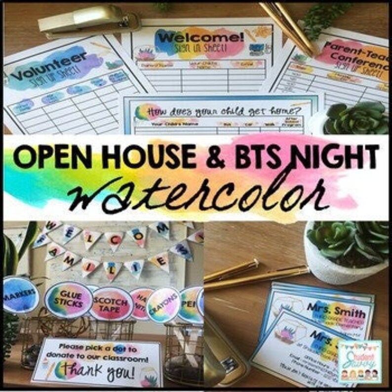 Open House Watercolor - Back to School Night & Meet the Teacher Forms ...