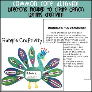 Place Value Craftivity | Place Value Poster Chart Printable Peacock - Etsy