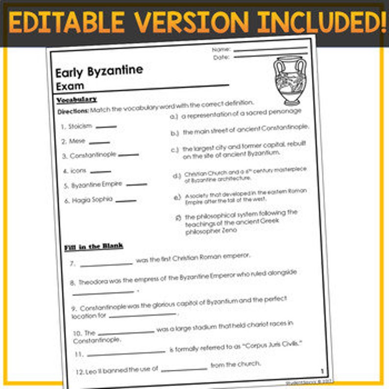 Early Byzantine Empire Test Exam Quiz Review | Justinian Code ...