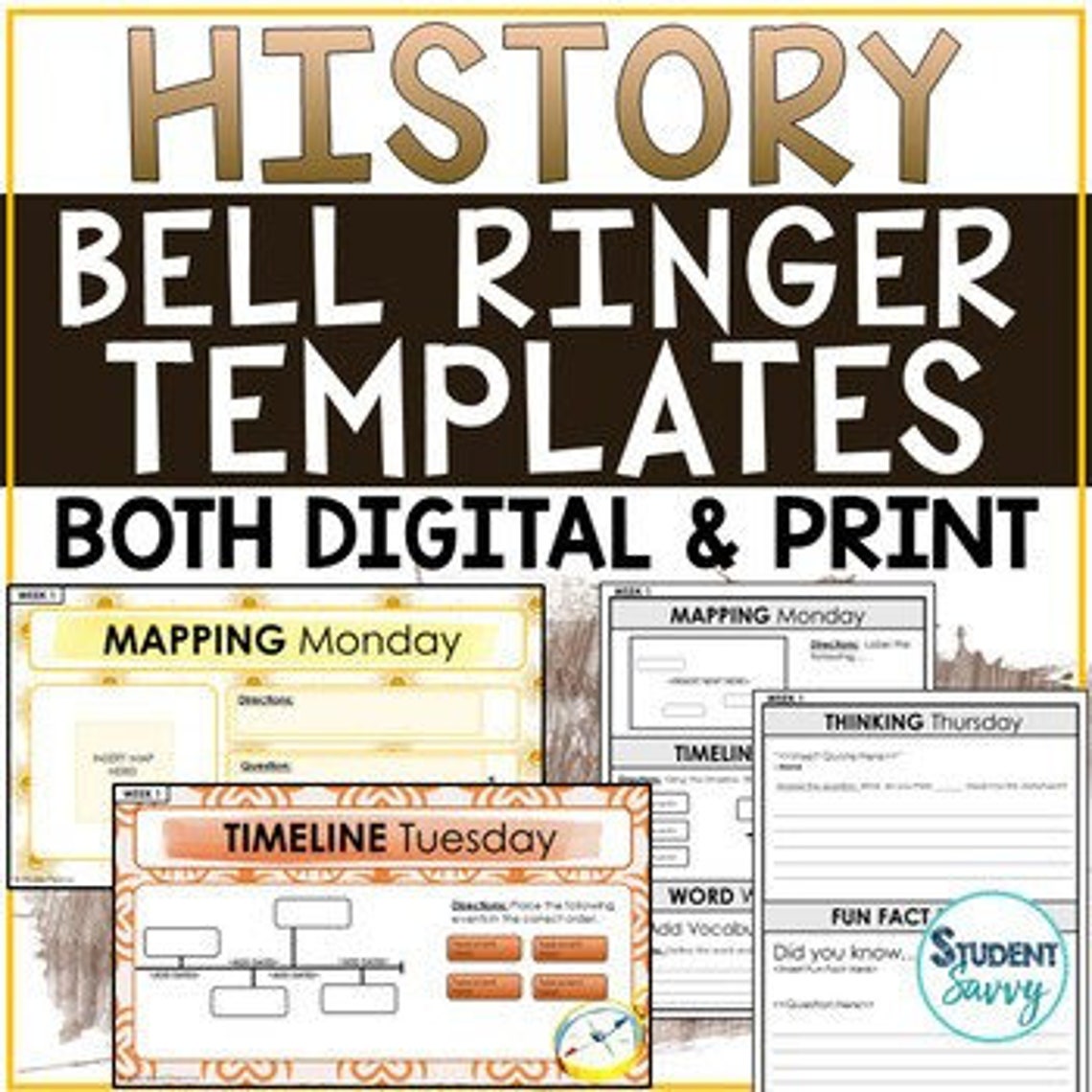 Bell Ringers Templates EDITABLE History Warm Ups Morning Work - Mapping ...