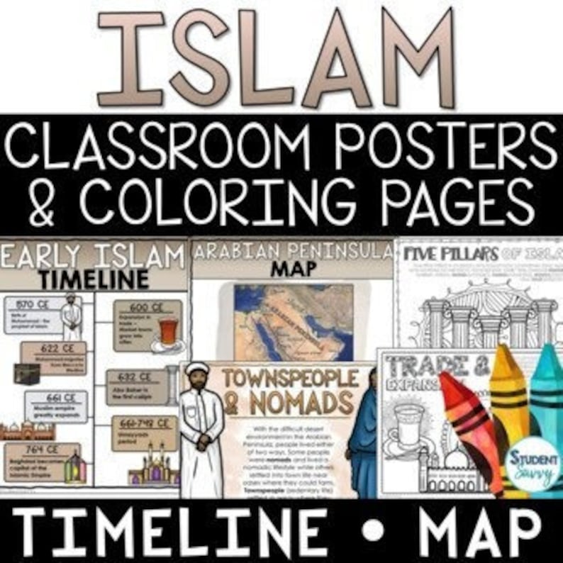 Islam Posters - Timelines Maps Coloring Pages - Bulletin Board Islamic ...