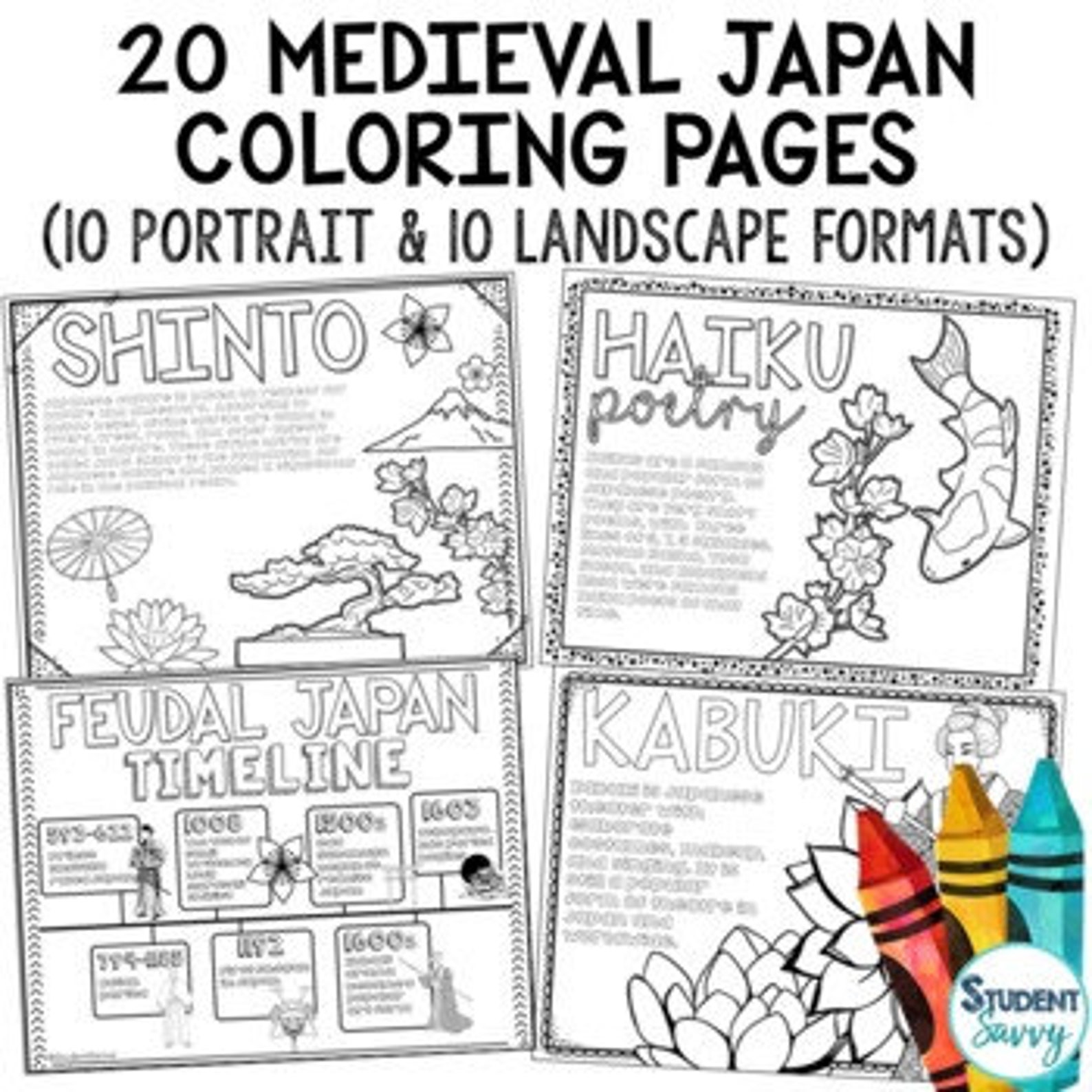 Medieval Japan Posters - Feudal Japan Timelines Maps and Coloring Pages ...