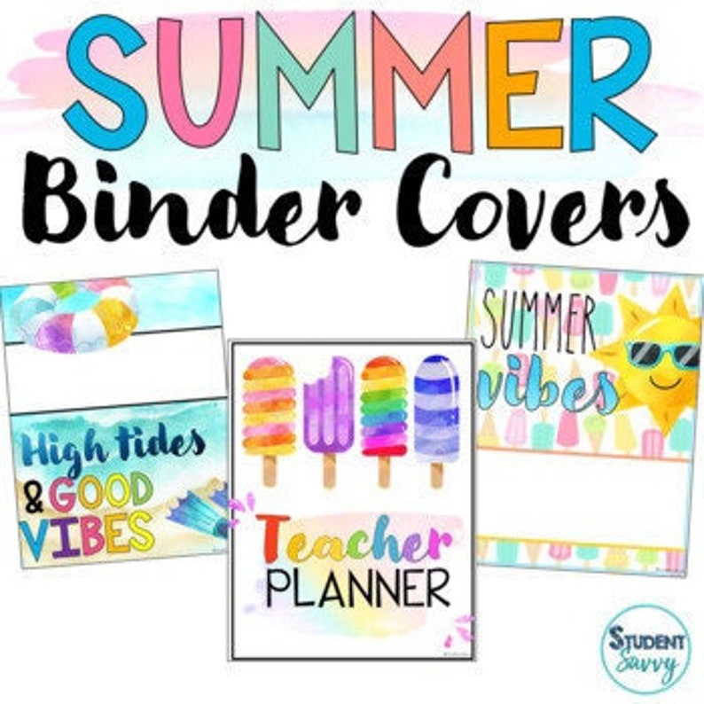 Summer Editable Binder Covers | Teacher Planner Covers | Summer ...