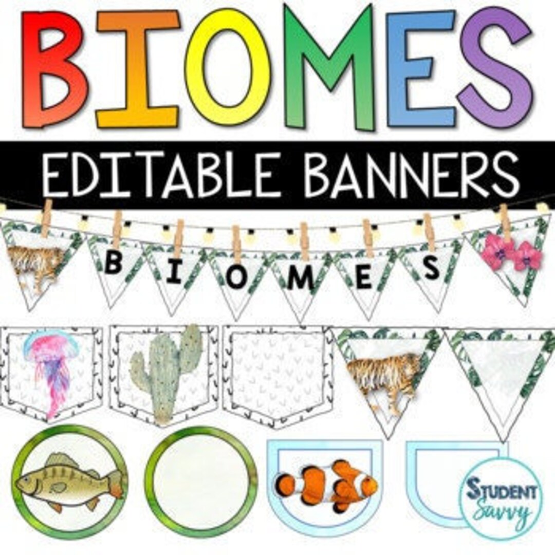 Biomes Banners Printable Biomes Science Classroom Decor Editable - Etsy