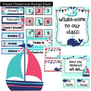 Nautical Teacher Binder & Classroom Decor Bundle 2018-2019 - Etsy
