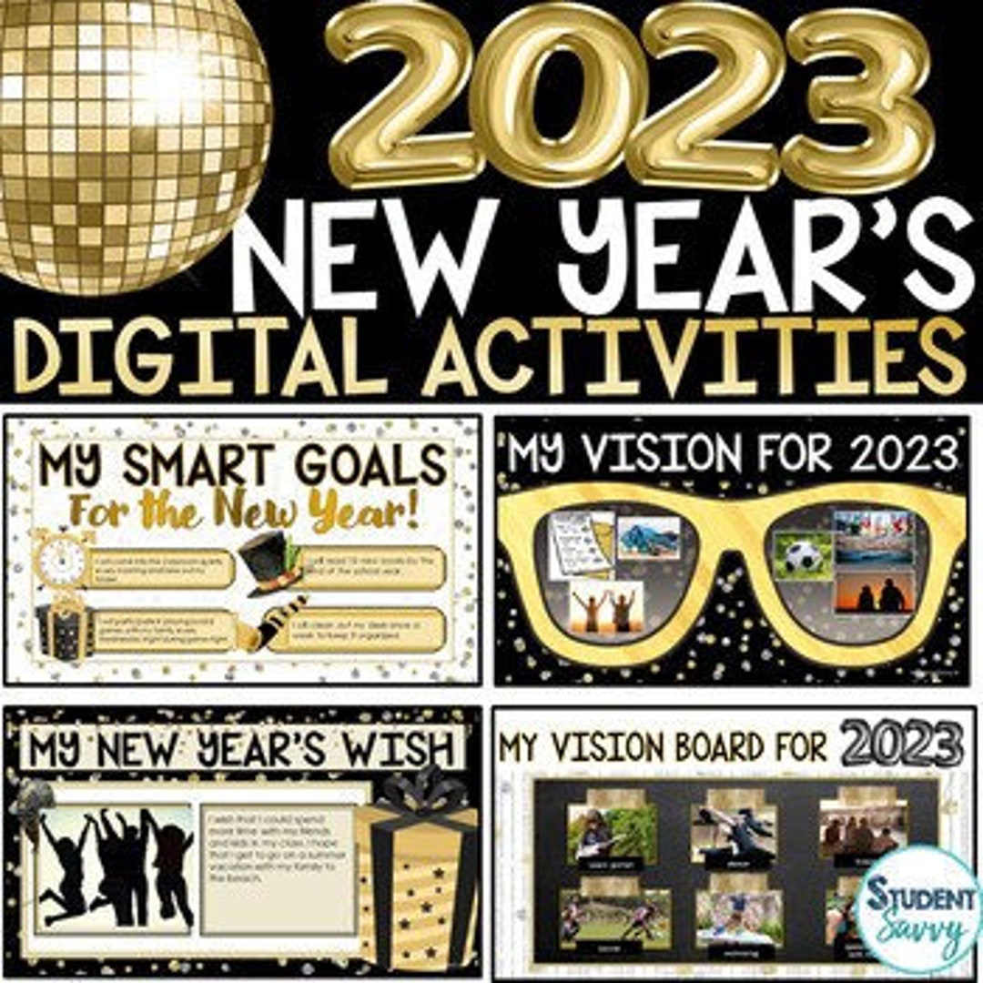 New Years 2023 Resolutions Digital Activities | Digital Vision Board ...