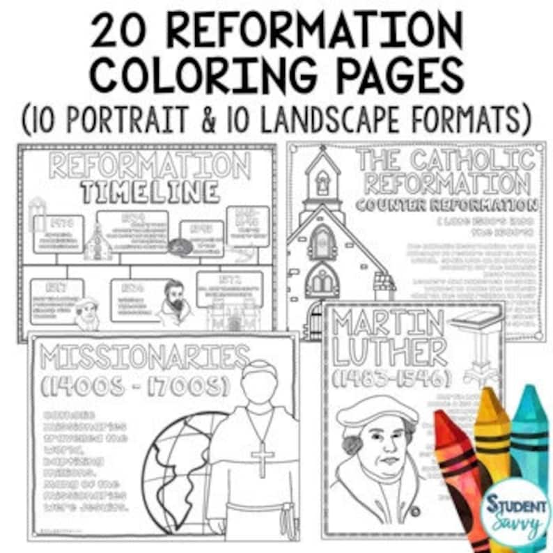 Reformation Posters Timelines Maps Coloring Pages Protestant ...