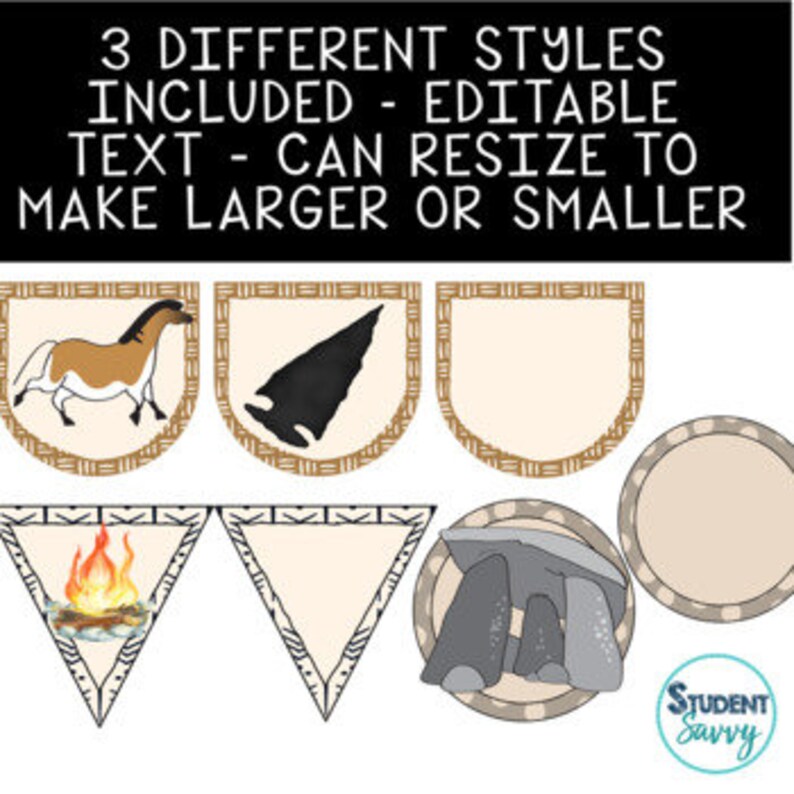 Stone Age Banners Printable Early Humans History Classroom Decor ...