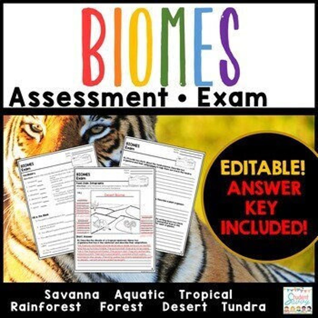 Biomes Exam - Assessment Test Quiz Review - Etsy