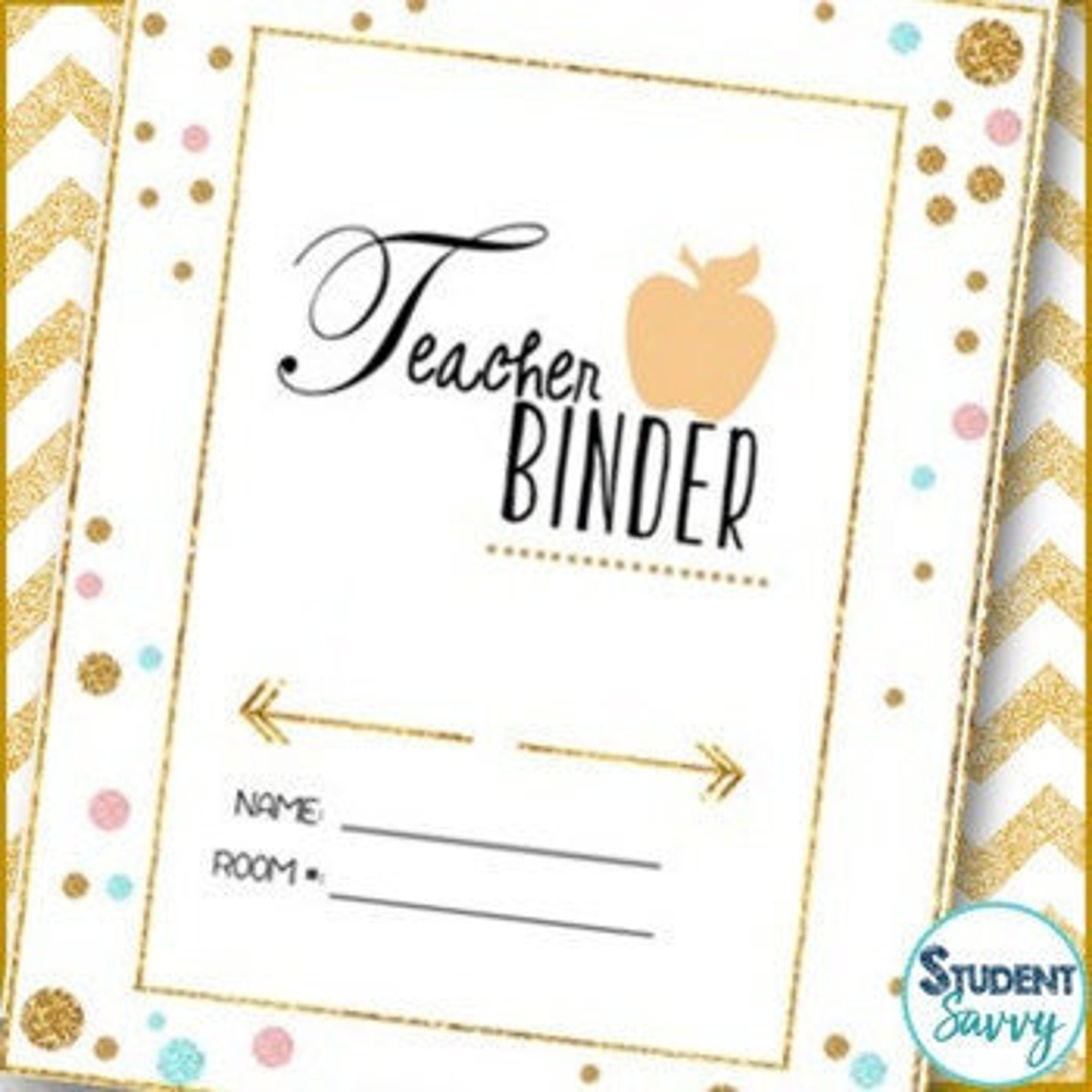 Editable Teacher Planner Teacher Binder Gold Polka Dot Design - Etsy