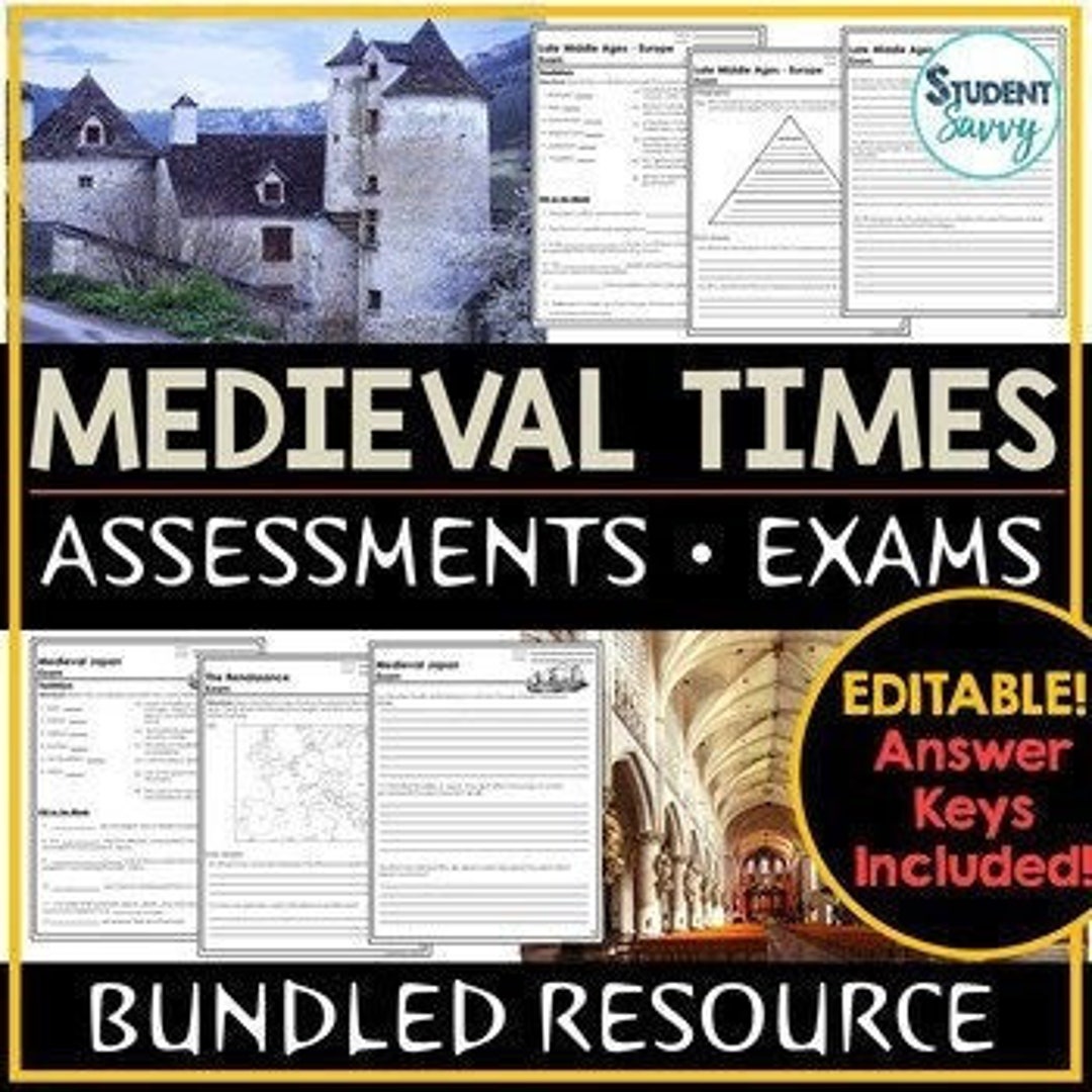 Medieval Times - Middle Ages Tests - Exams Bundle Quiz Review ...