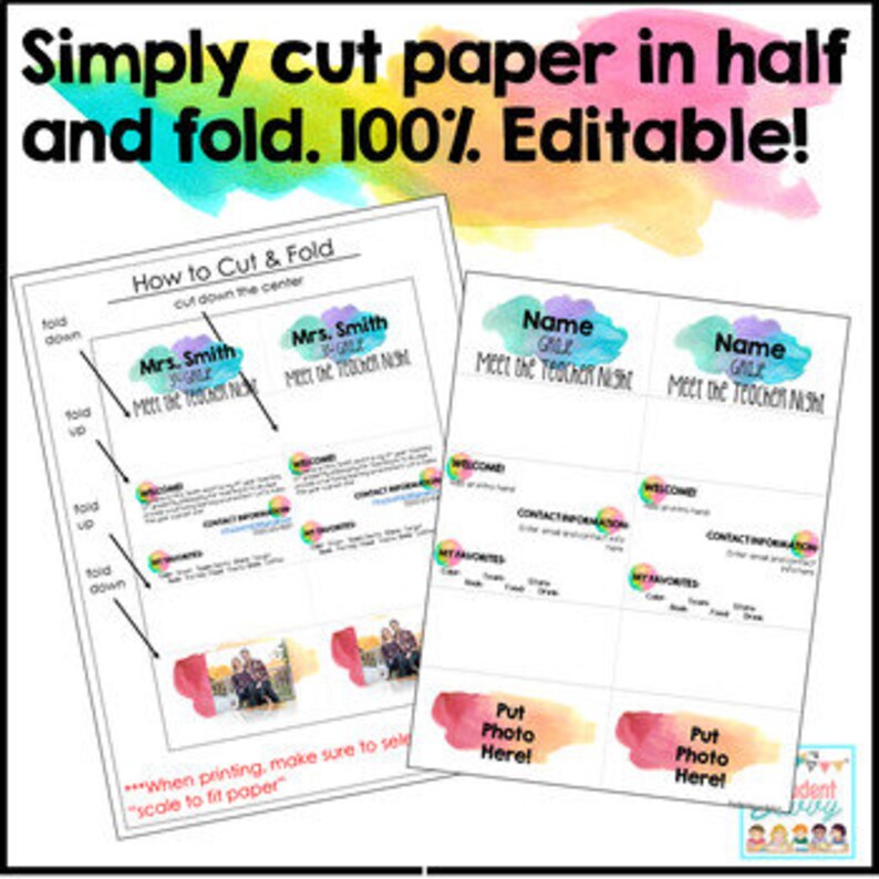 Meet the Teacher Pop up Watercolor - Editable - Etsy