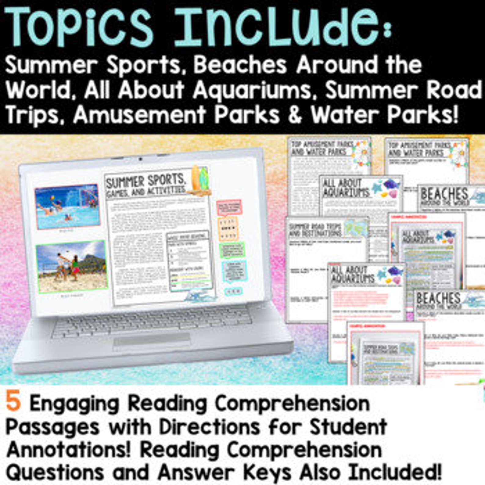 Summer Reading Passages With Comprehension Passages Digital & Print ...