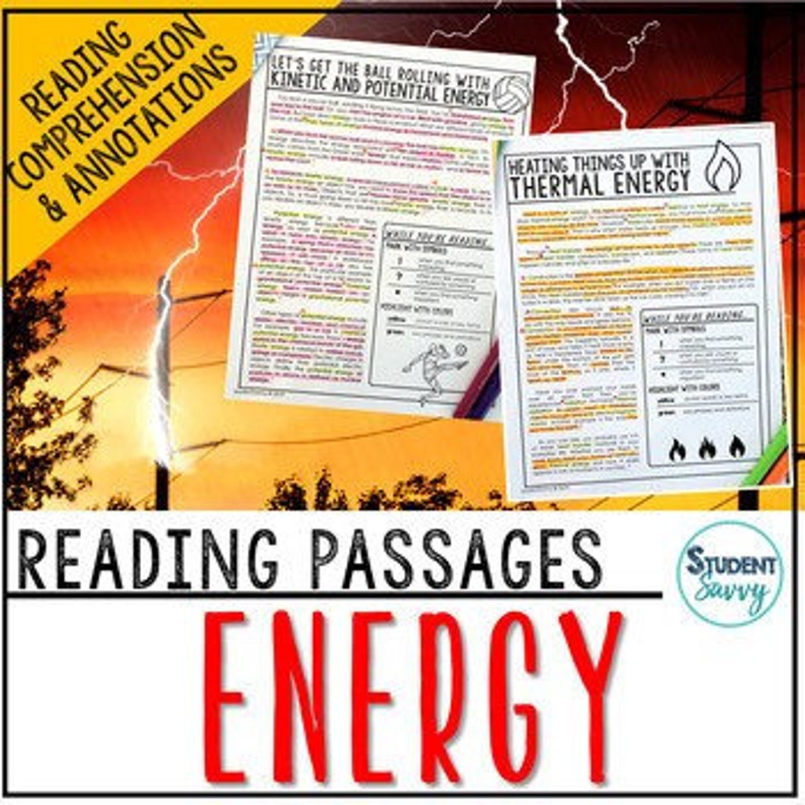 Energy Reading Passages - Questions - Annotations - Etsy