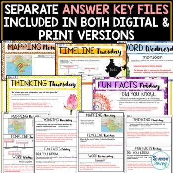 Ancient India Bell Ringers Warm Ups Morning Work Mapping Timeline - Etsy