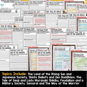 Medieval Japan Reading Passages - Questions - Annotations Feudal Japan ...