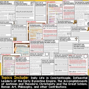 Byzantine Empire Reading Passages - Questions - Activity Comprehension ...