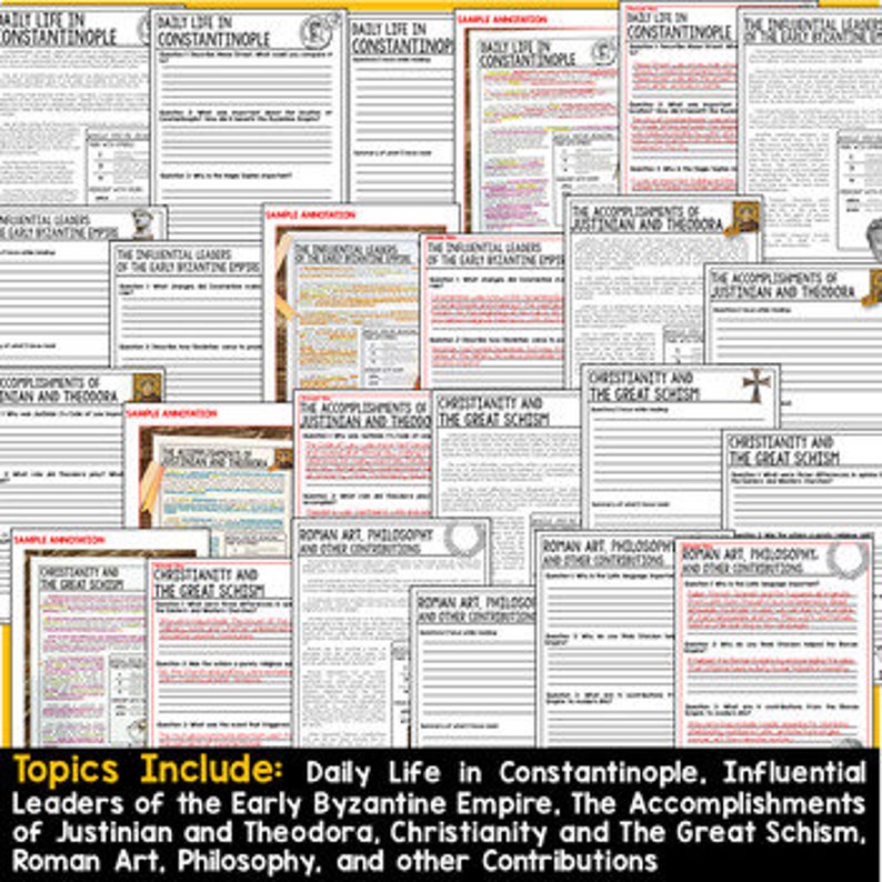 Byzantine Empire Reading Passages - Questions - Activity Comprehension ...