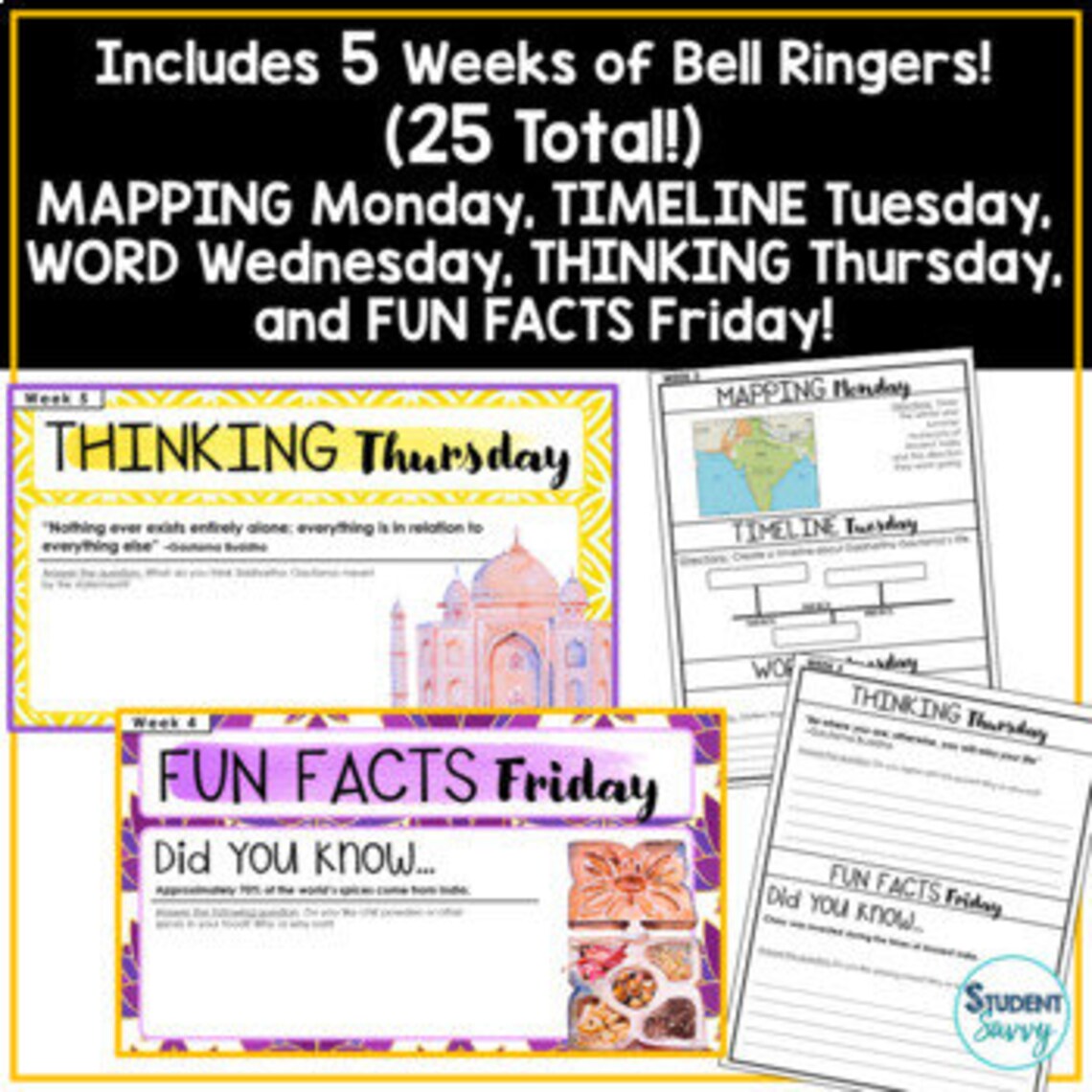 Ancient India Bell Ringers Warm Ups Morning Work Mapping - Etsy