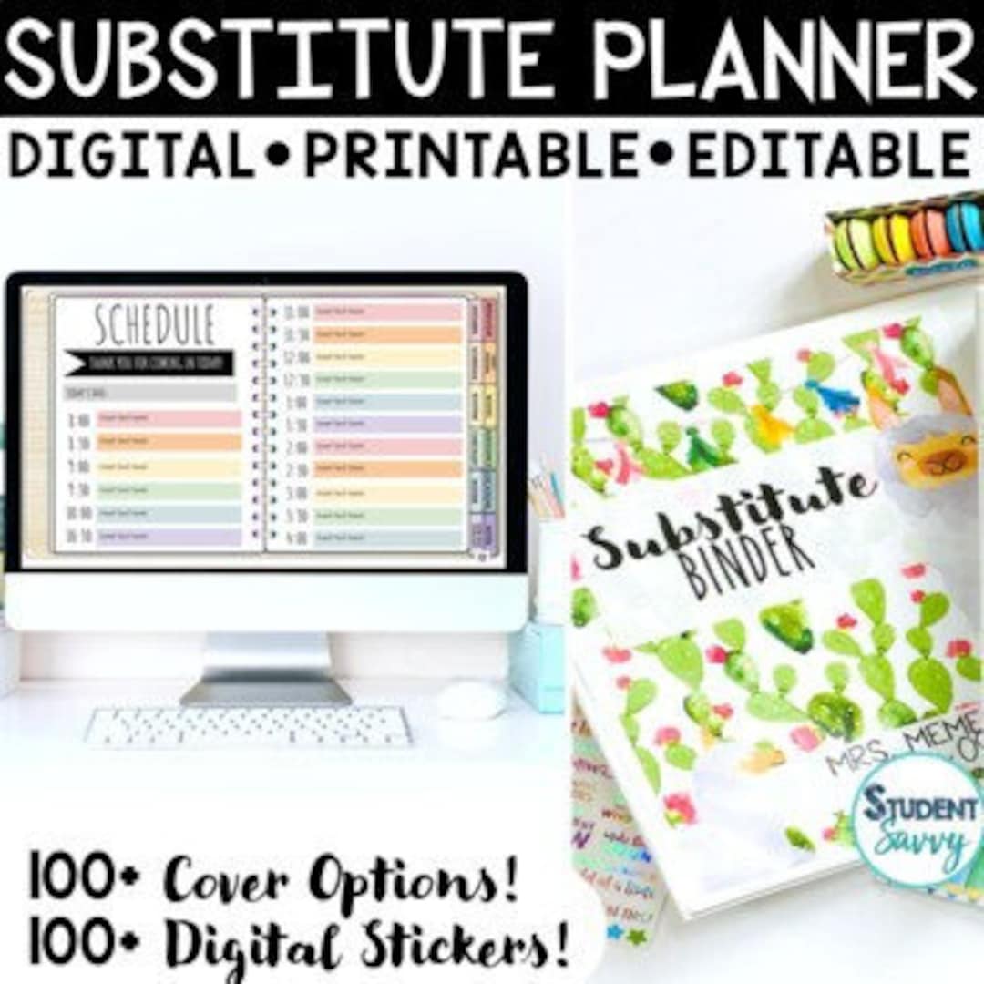 Editable Substitute Binder Substitute Planner - Digital & Print Google ...
