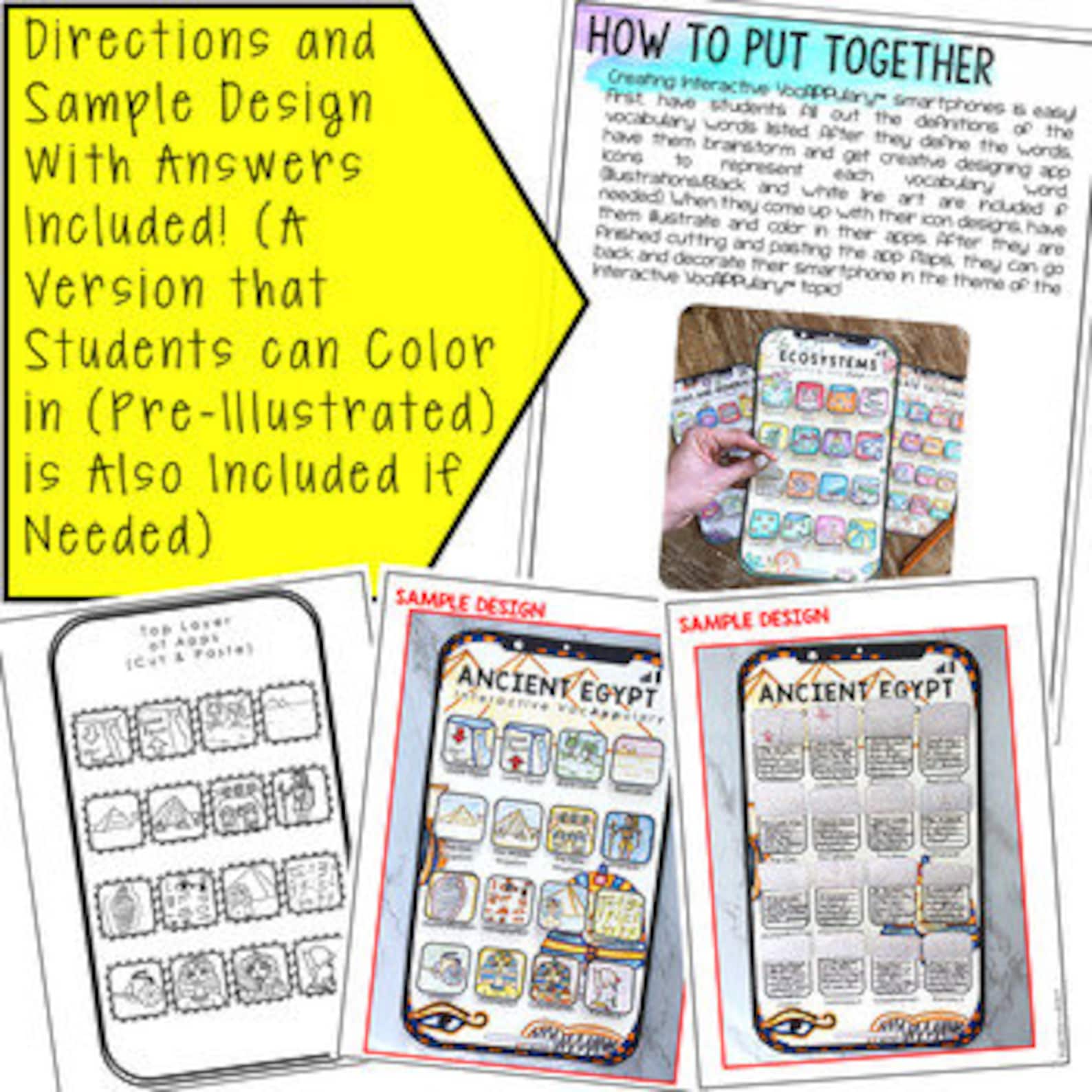 Ancient Egypt Vocabulary Activity Art Interactive Vocappulary™ Craft ...