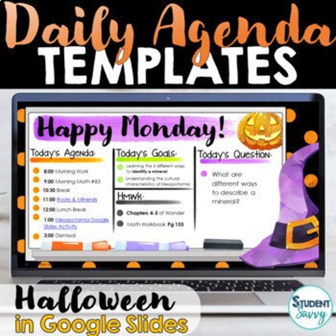 Daily Agenda Template Daily Schedule Google Slides HALLOWEEN THEME - Etsy