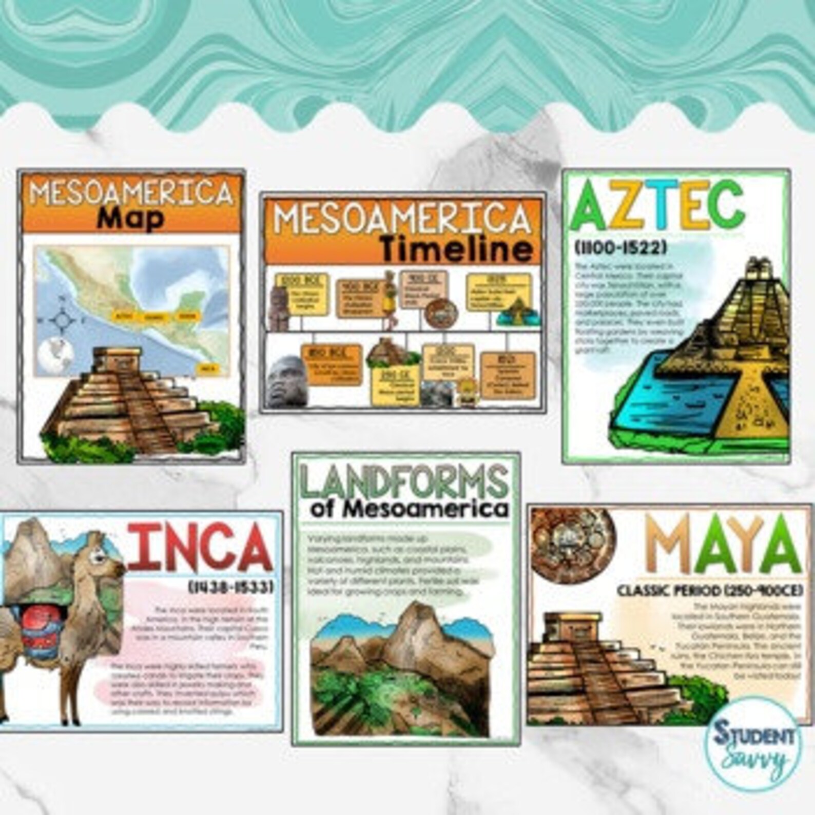 Mesoamerica Posters - Timelines Maps - Coloring Pages - Word Wall ...