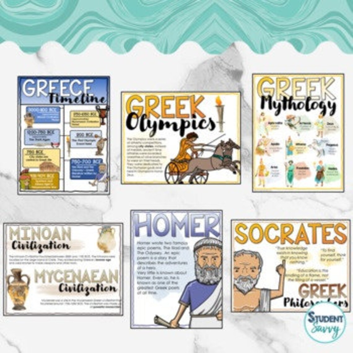 Ancient Greece Posters - Greece Timeline and Map - Ancient Greece Word ...