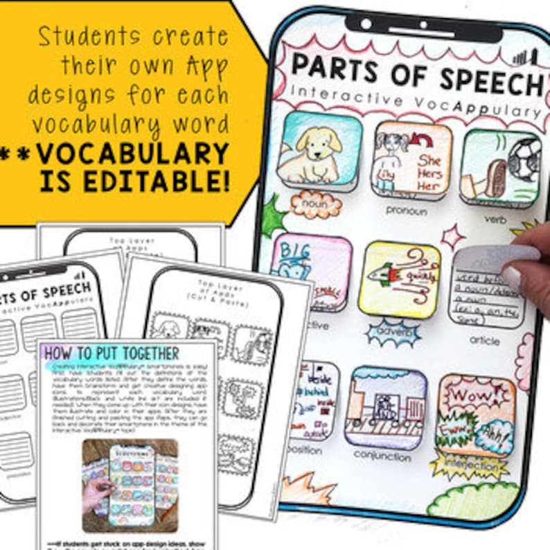 Parts of Speech Interactive Vocappulary™ - Grammar Vocabulary Activity ...