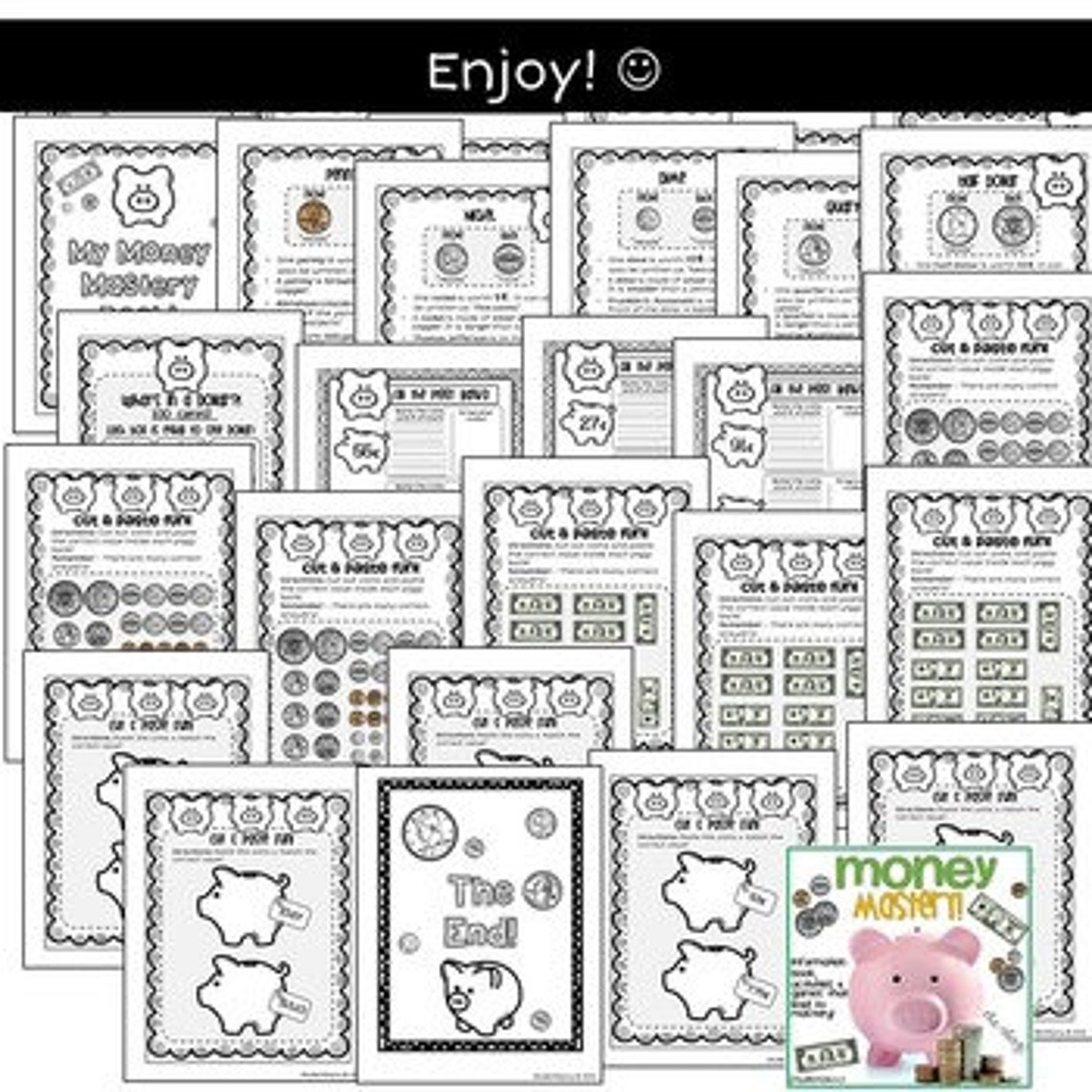 Counting Money Book Printable | Dollar Quarter Dime Nickel Penny ...
