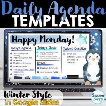WINTER THEME Daily Agenda Template Holiday Schedule Google Slides ...