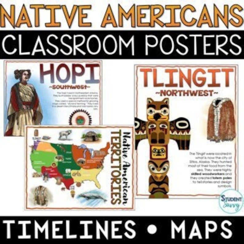 Ancient Americans Posters Native American Posters Timeline and Map ...