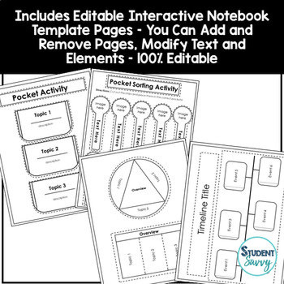Editable Interactive Notebook Templates - All Subjects Printables - Etsy