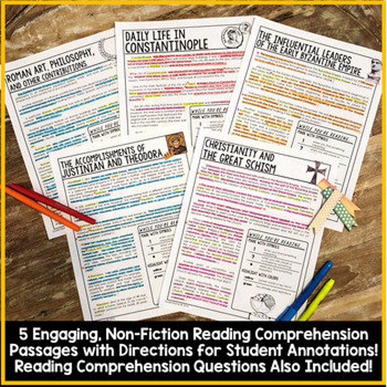 Byzantine Empire Reading Passages - Questions - Activity Comprehension ...