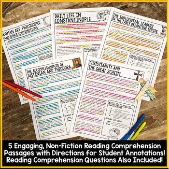 Byzantine Empire Reading Passages - Questions - Activity Comprehension ...