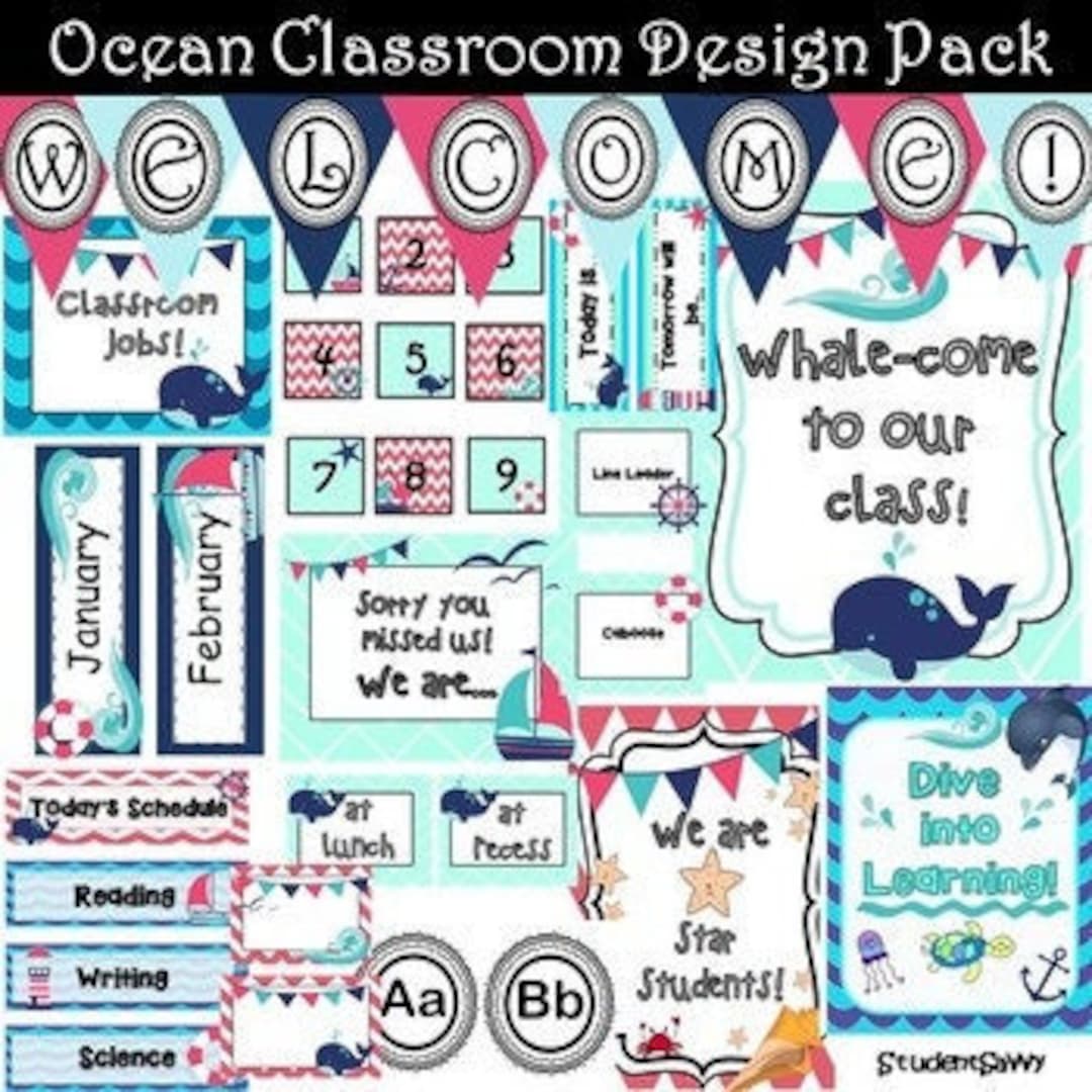 Nautical Classroom Decor Theme (editable) | Classroom Themes Decor ...