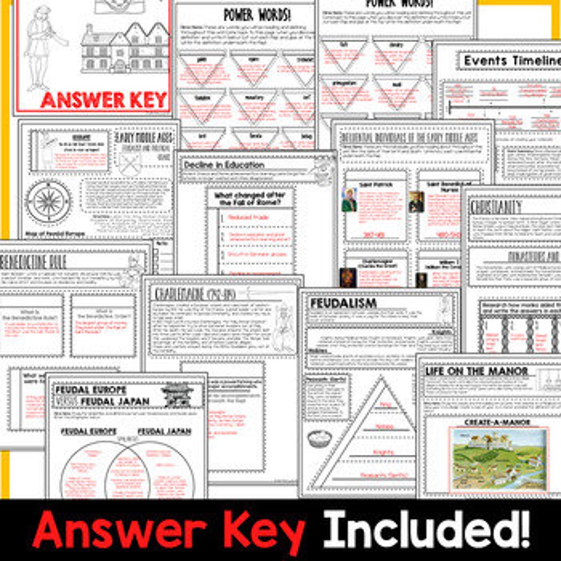 Medieval Europe Interactive Notebook - Early Middle Ages - Feudalism - Etsy