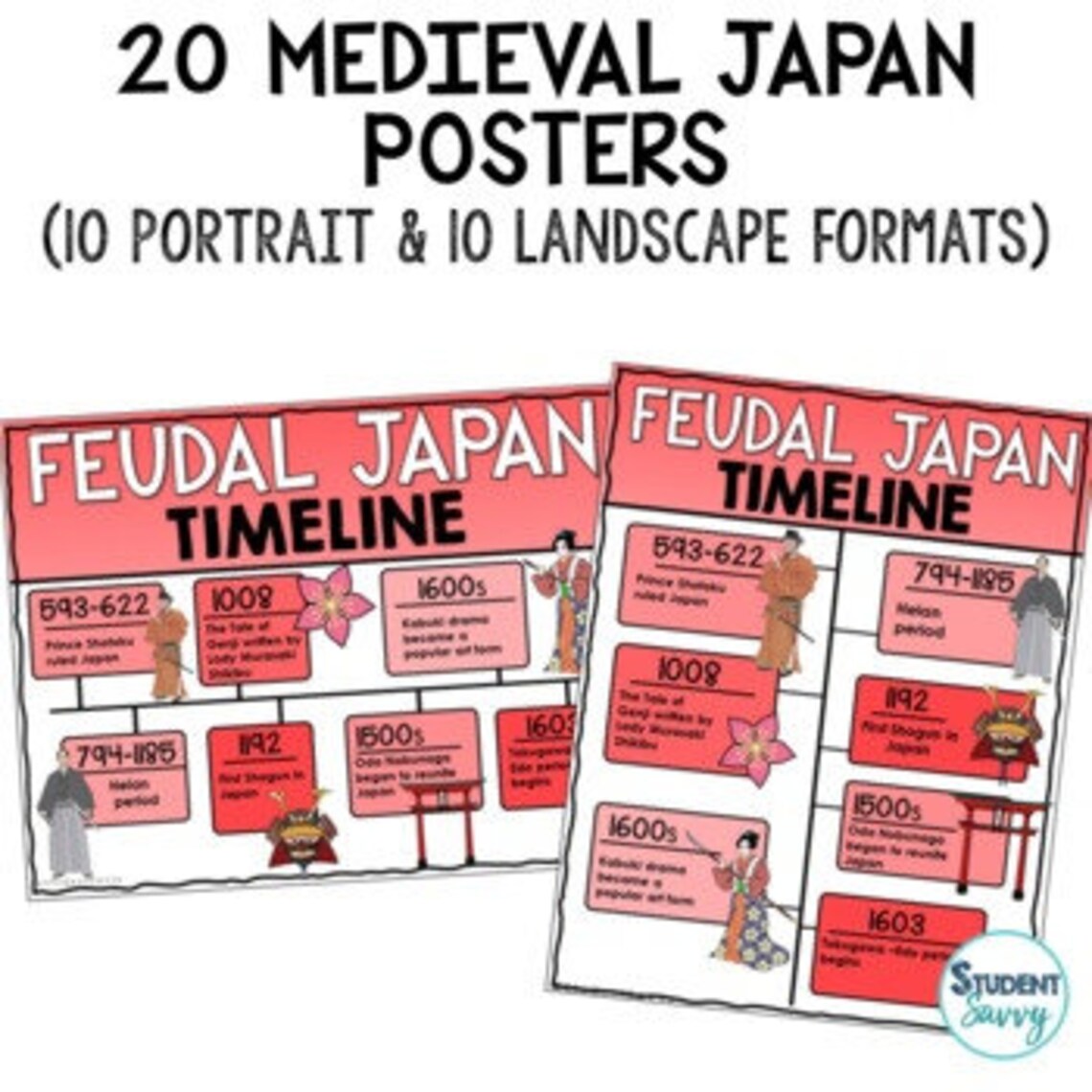 Medieval Japan Posters - Feudal Japan Timelines Maps and Coloring Pages ...