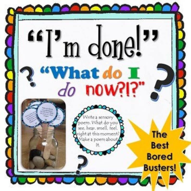 Early Finishers Activities I'm Done Now What Choice Board Sticks Bored ...