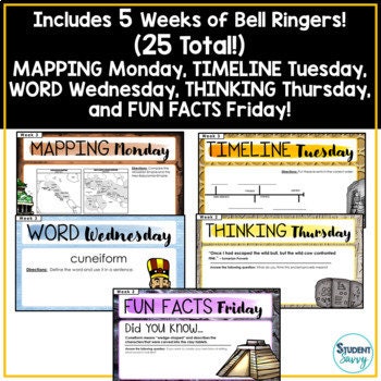 Ancient Mesopotamia Bell Ringers Warm Ups Morning Work Mapping Timeline ...