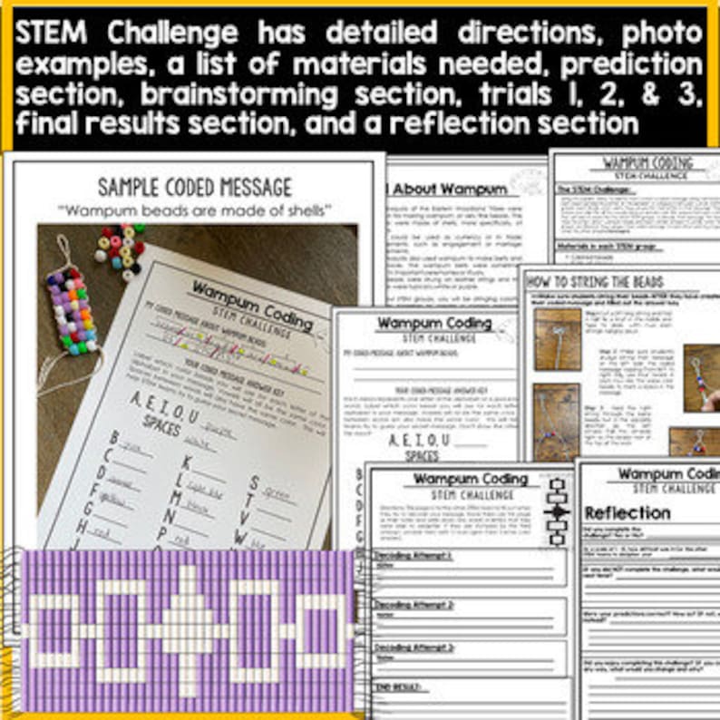 Ancient Native Americans | STEM Challenge | Iroquois Wampum Coding - Etsy