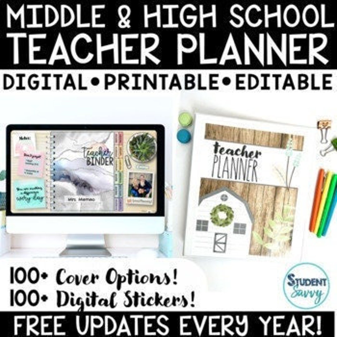 Middle School High School Teacher Planner 2022-2023 Secondary Teacher ...