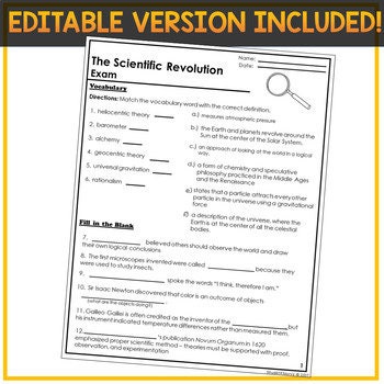 The Scientific Revolution Test - Exam Scientific Method Quiz Review - Etsy