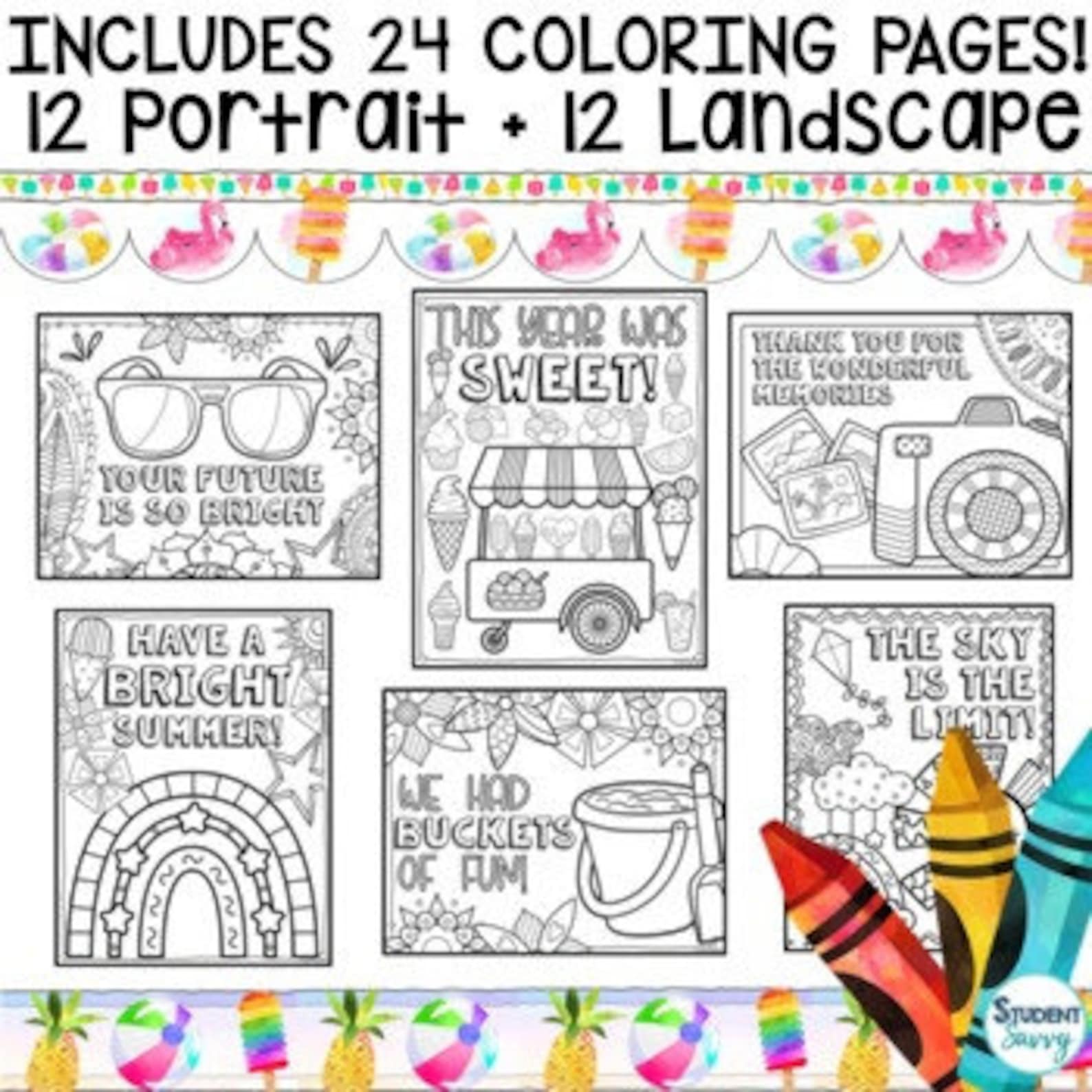 Summer Bulletin Board Posters - End of the Year Coloring Pages ...