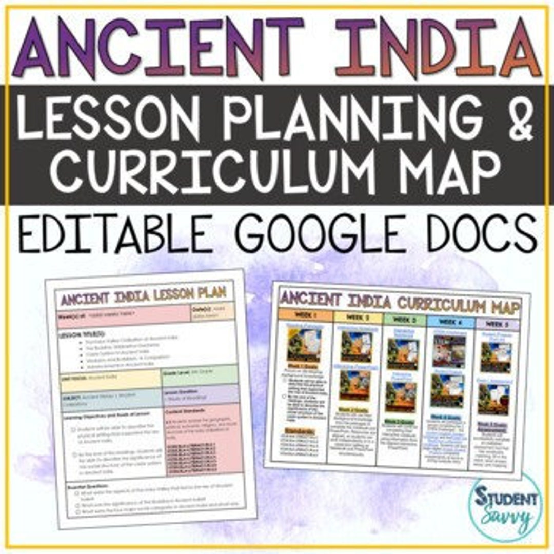 Ancient India Lesson Plans Templates Editable Google Docs Etsy